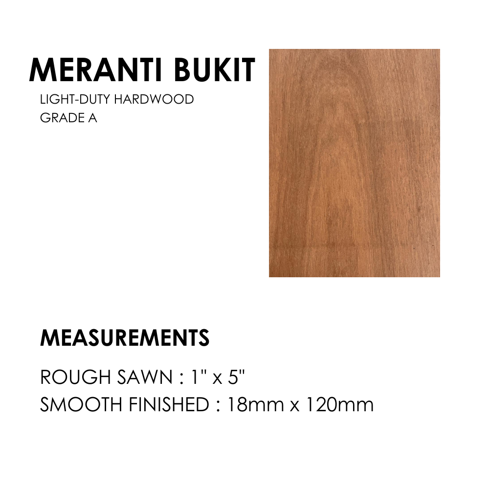 Solid Meranti Bukit wood - 18mm x 120mm (1" x 5") – Kamwo Timber